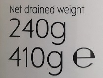 Drained weight example | Reading Foodlaw